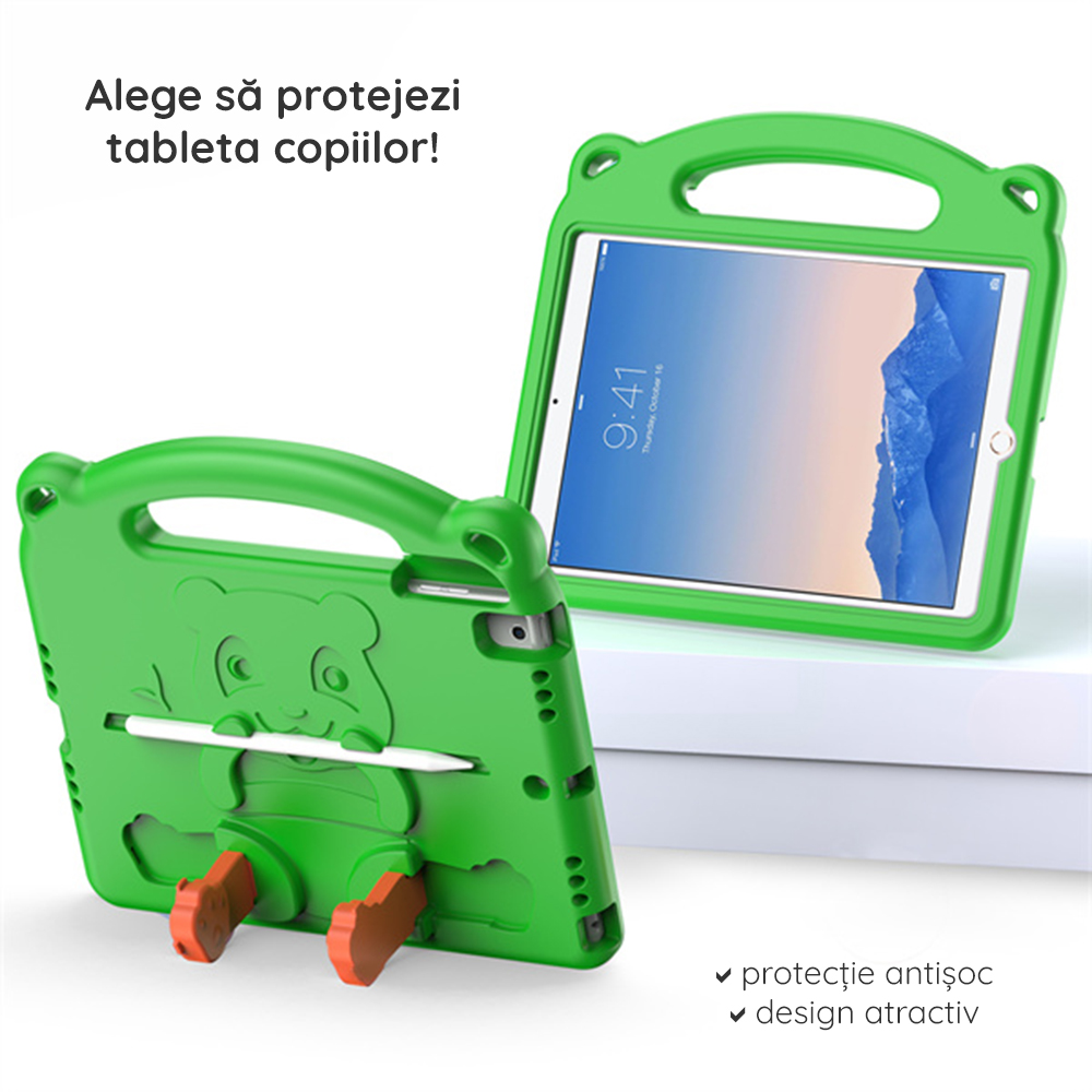 Husa tableta copii Apple iPad 8 10.2" (2020) Dux Ducis Panda, roz ...