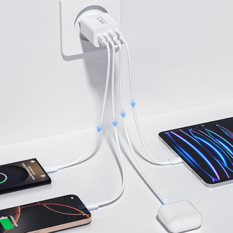 Incarcator priza Type-C, USB, 40W Techsuit PowerXQuad CH4, alb - CatMobile