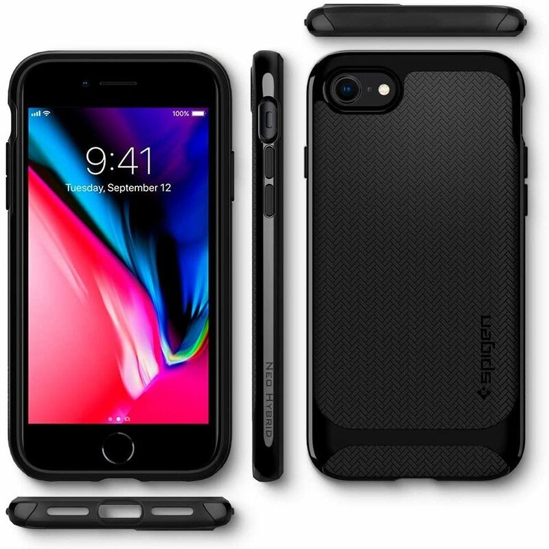 Husa iPhone SE 2, SE 2020 Spigen Neo Hybrid - Shiny Black - CatMobile