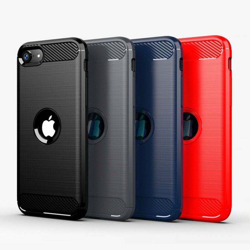 Husa iPhone SE 2, SE 2020 Techsuit Carbon Silicone, albastru - CatMobile