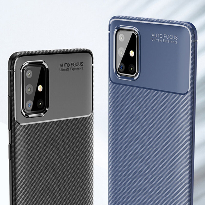 Husa Samsung Galaxy A51 5G Carbon Fiber Skin - Albastru - CatMobile