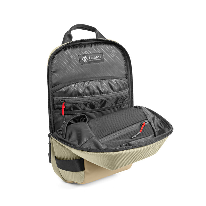 Geanta sling tableta 11 inch Tomtoc, 7l, kaki, T24S1K1 - CatMobile