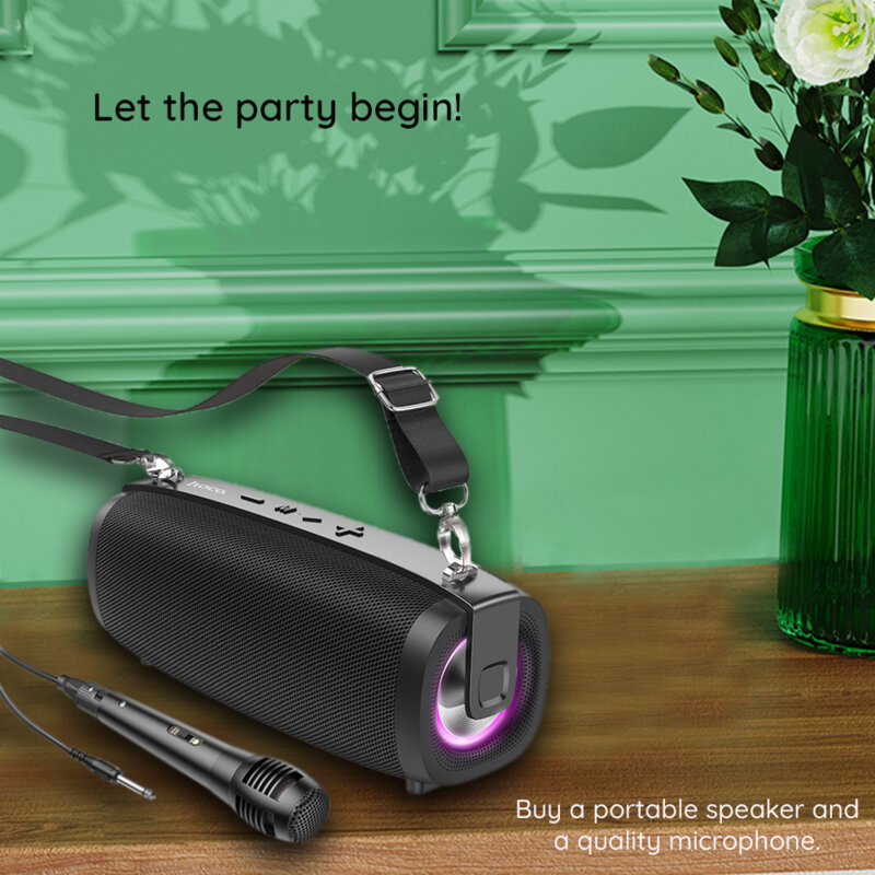Boxa karaoke cu microfon wireless portabila 10W Hoco BS55, negru ...